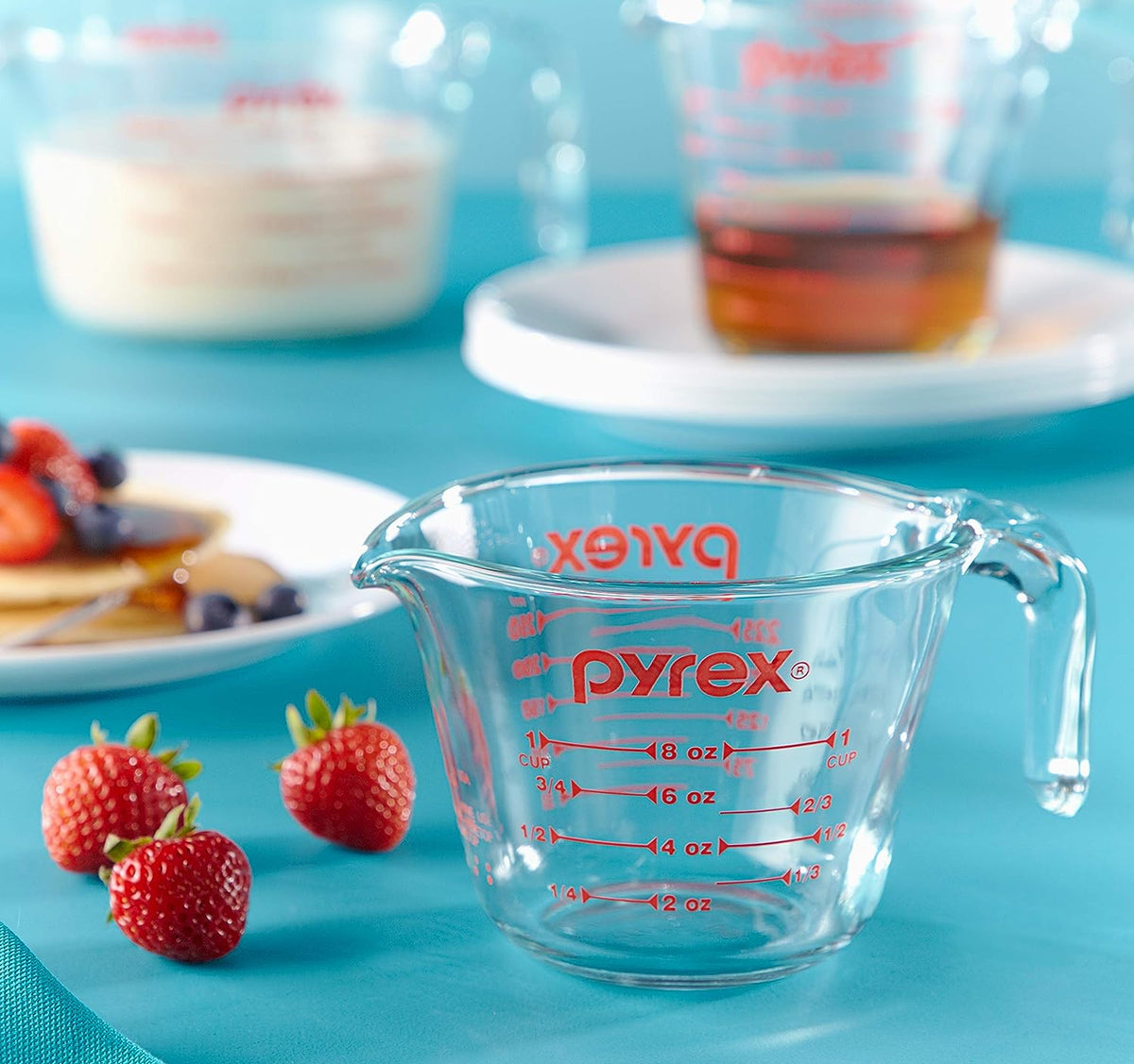Pyrex 3 Piece Glass Measuring Cup Set, Includes 1-Cup, 2-Cup, and 4-Cu ...